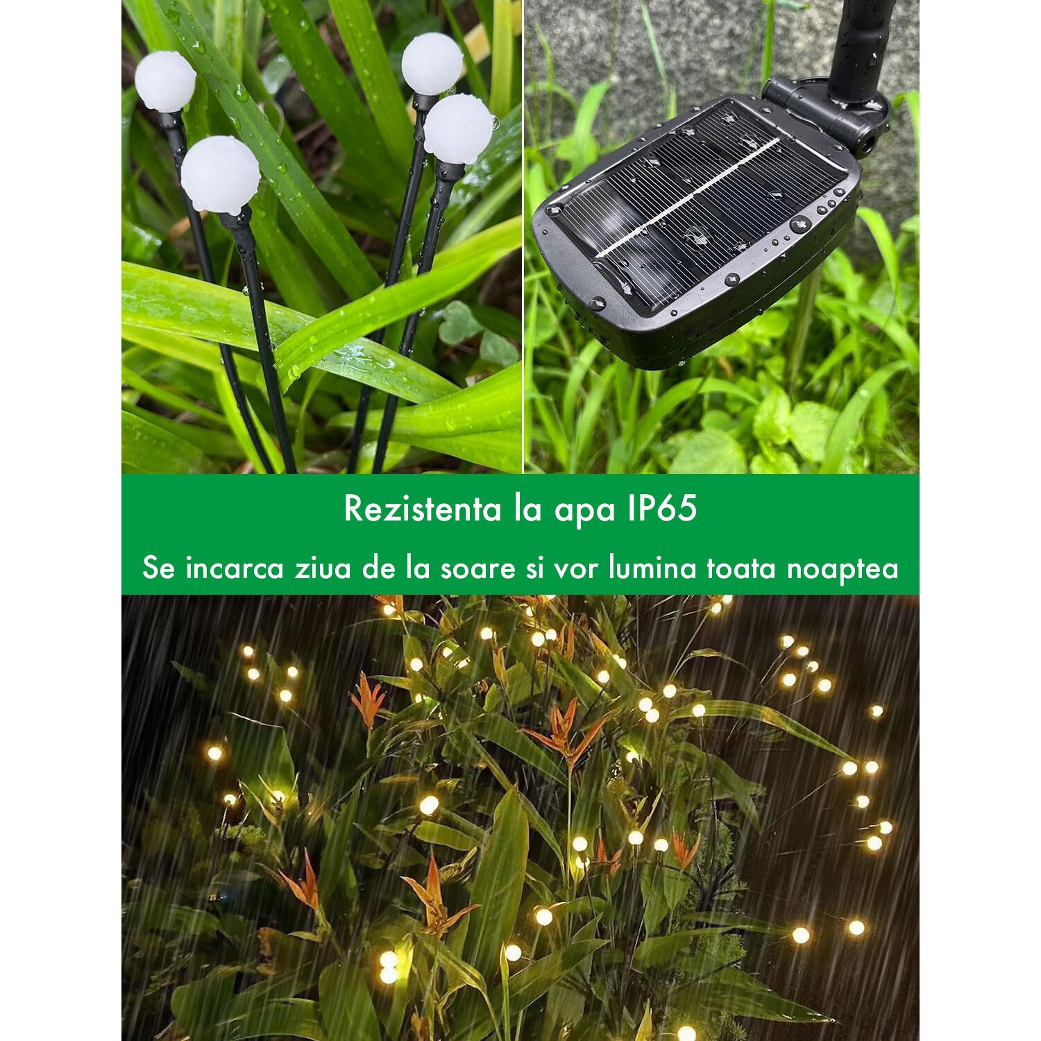 Set de 4 lampi solare de gradina, exterior efect de licurici ...