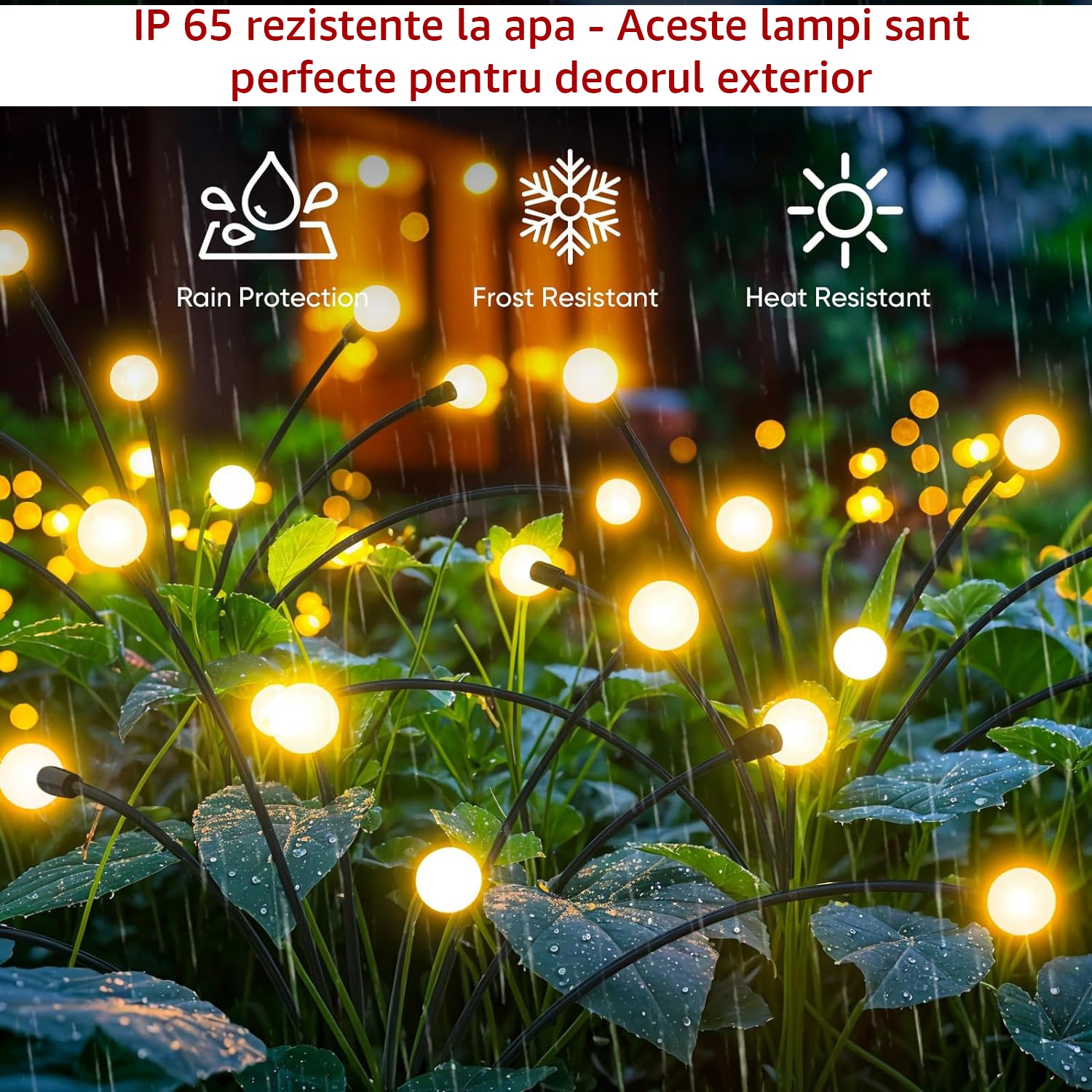 Set de 4 lampi solare de gradina, exterior efect de licurici ...