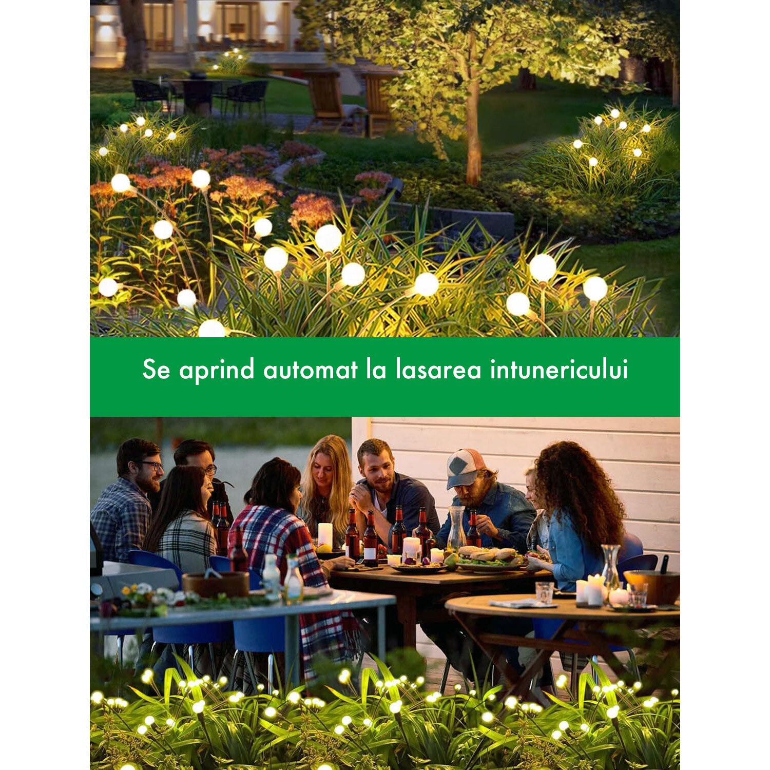 Set de 4 lampi solare de gradina, exterior efect de licurici ...