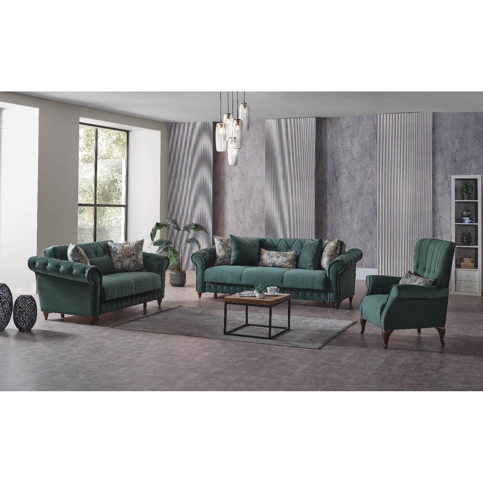 Set canapele living 3+2+1 cu lada depozitare, model Ibiza catifea ...