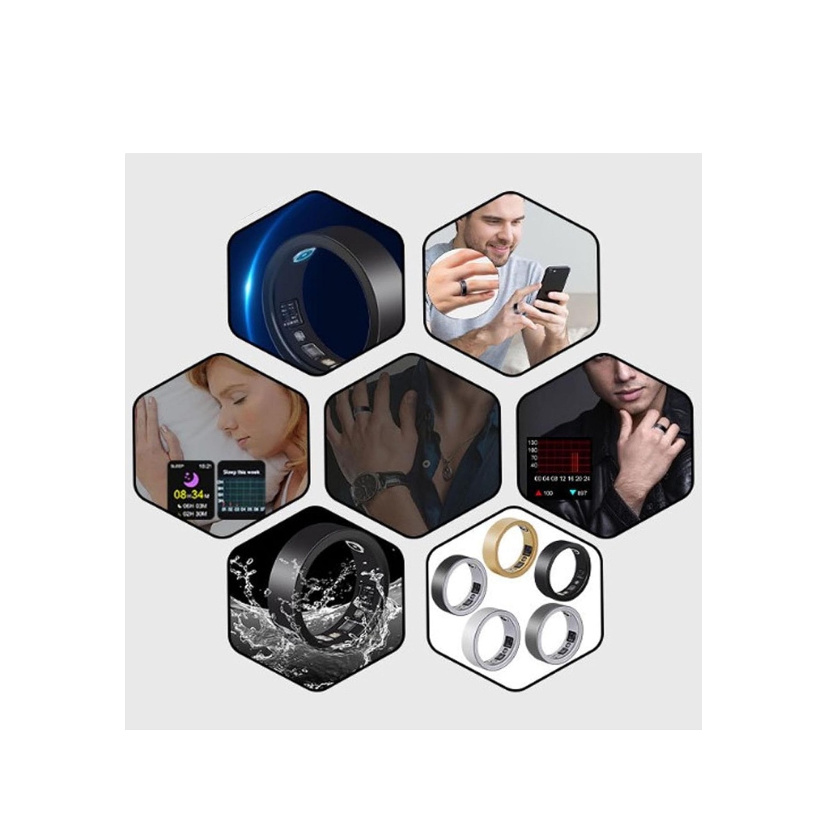 Inel Inteligent Multifunctional Fashion Ring Blouetooth, Monitorizeaza ...