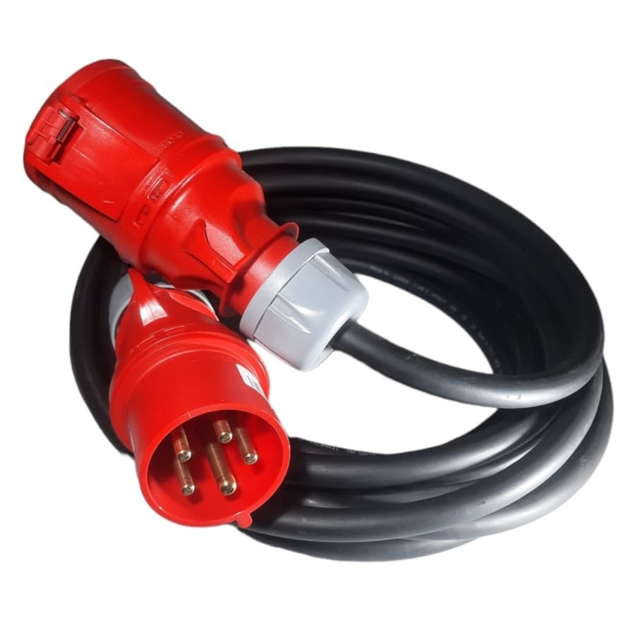 Háromfázisú hosszabbító kábel 5 m gumírozott 5G6 kábel H07RN-F 32A kb ...