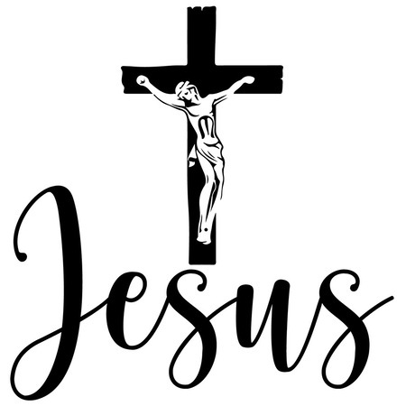 Sticker Exterior cu Iisus Hristos rastignit pe cruce si textul "Jesus ...