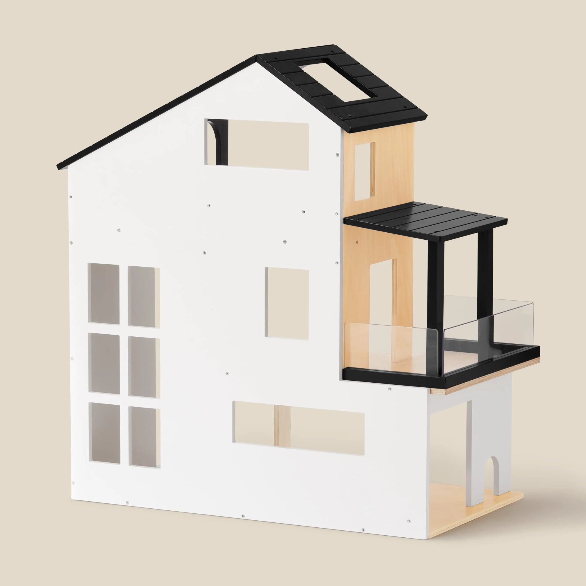 Casuta de papusi din Lemn MDF LikeSmart "Modern House", 6 camere ...