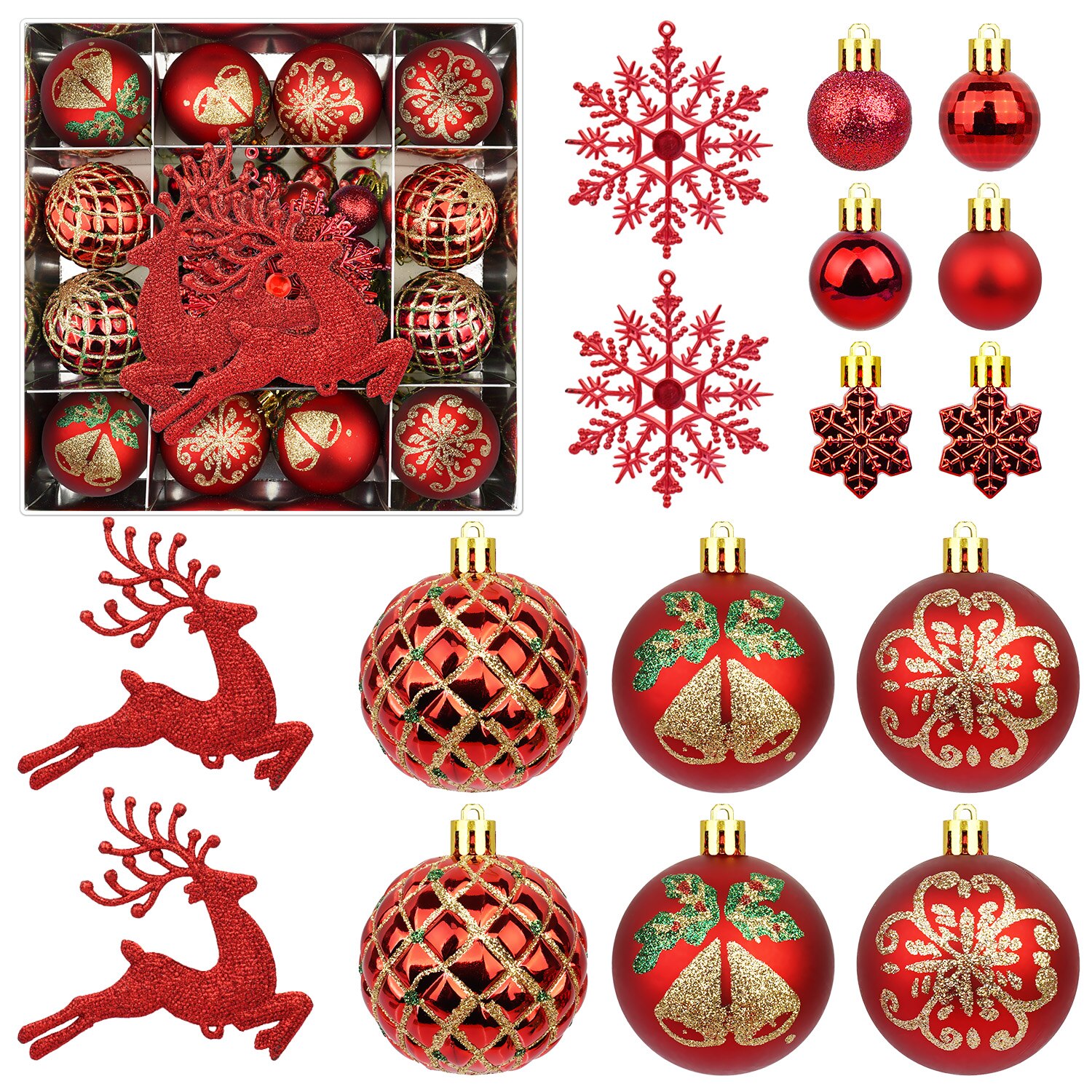 Set globuri brad Craciun SDLOGAL, 40 Pieses Ornamente de Craciun Xmas ...