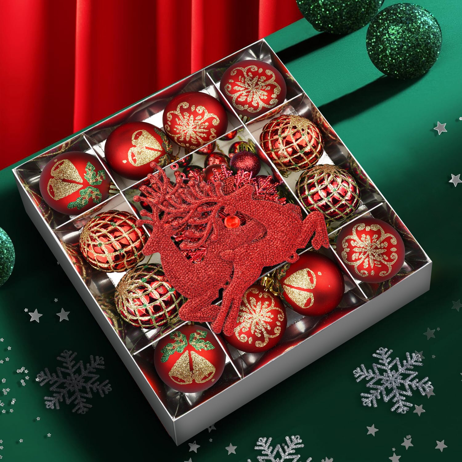Set globuri brad Craciun SDLOGAL, 40 Pieses Ornamente de Craciun Xmas ...