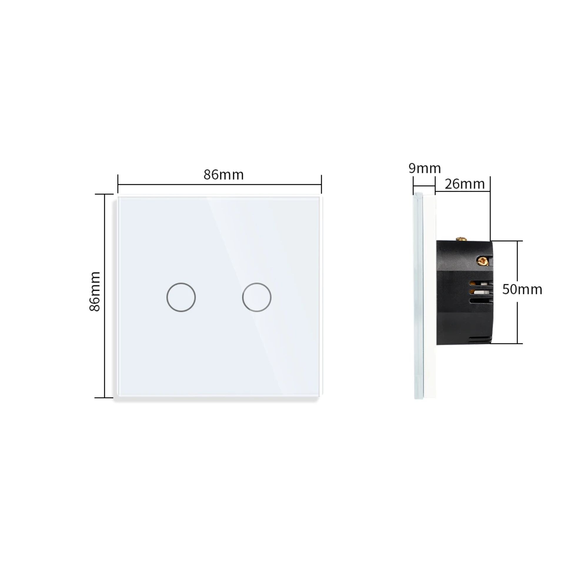 Intrerupator 2 canale cu touch din sticla, ecran tactil Alb - eMAG.ro