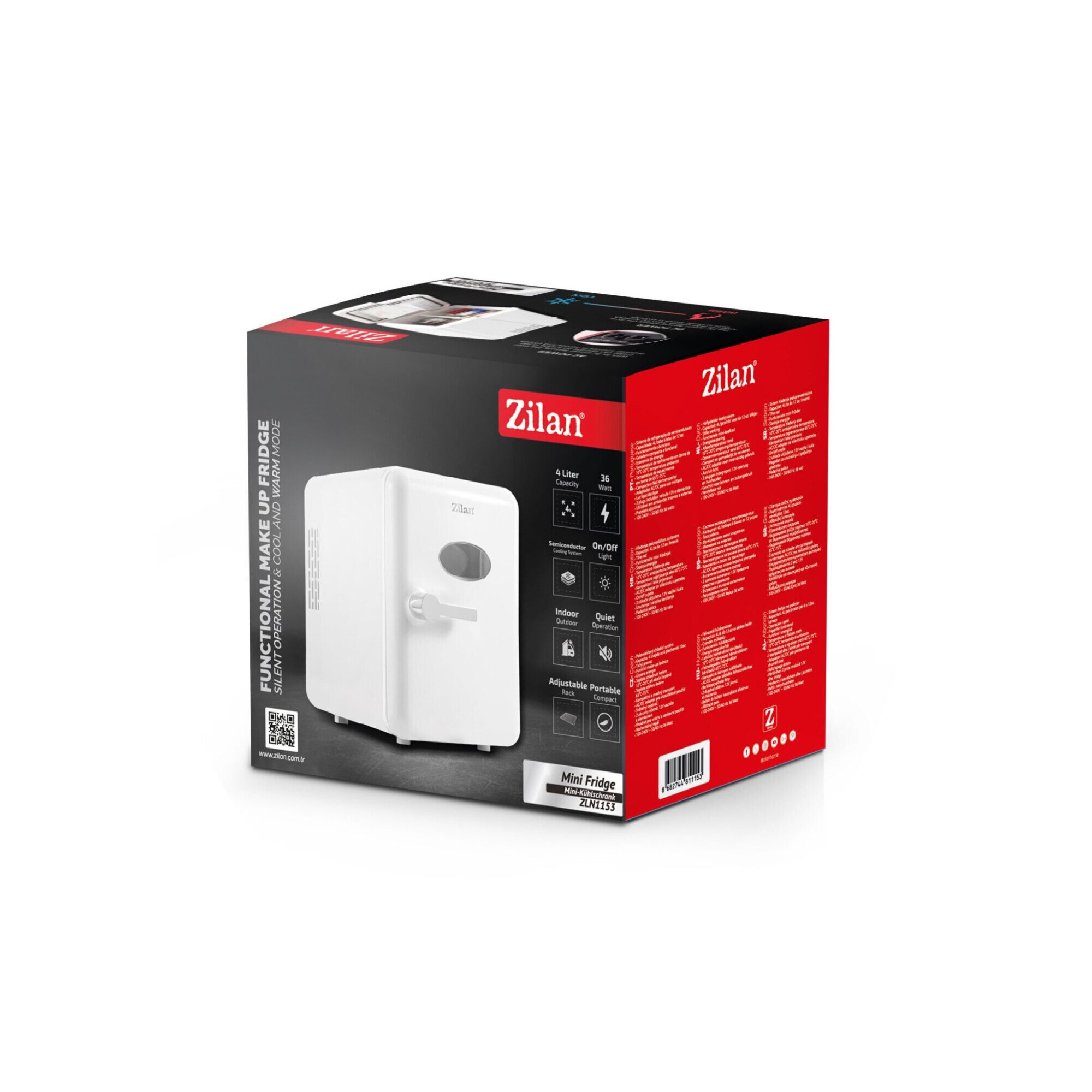 Mini frigider Zilan cu maner, putere 36w, capacitate 4l, alb / ZLN 1153 ...