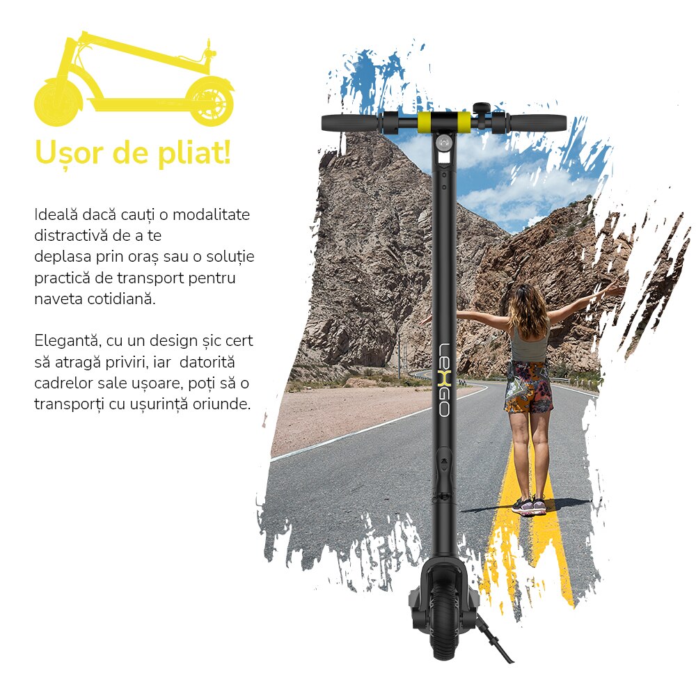 Trotineta Electrica Lexgo R8X Lite, NFC Lock, Autonomie 15 Km, Putere ...