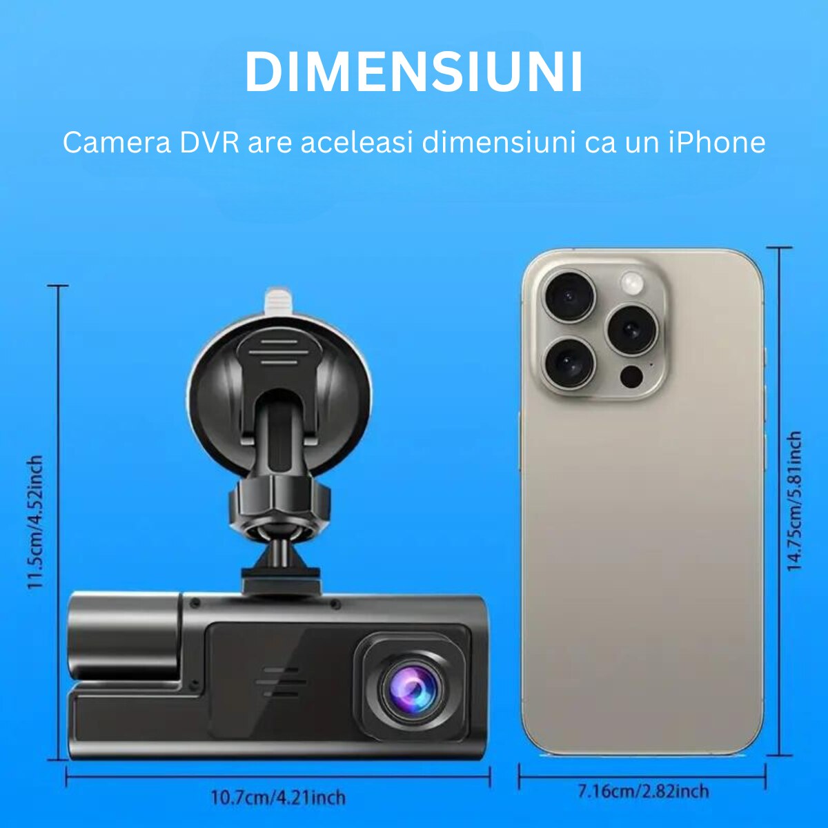 Camera Auto Tripla de bord Full HD 1080P VisionHub®, WIFI, G-Senzor ...