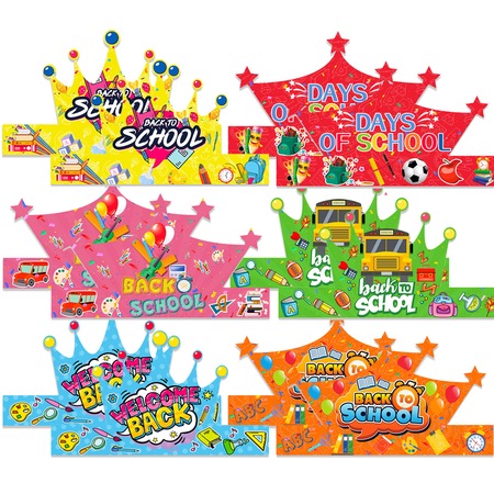 Set de 24 coronite pentru copii, QttvbTna, Prima Zi de Scoala, Hartie ...