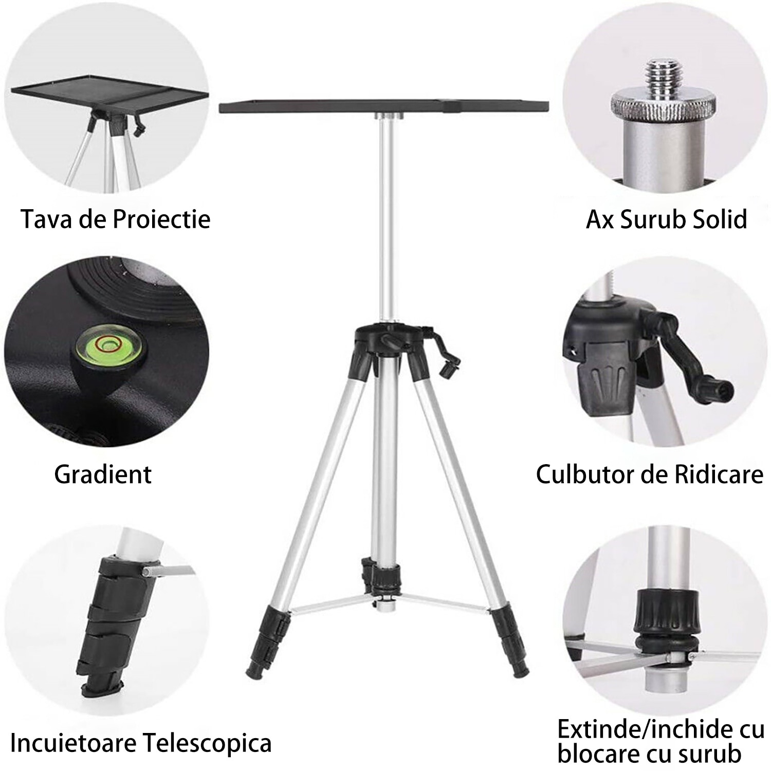 Suport Videoproiector Portabil，BYONDSELF®, Reglare pe 3 Nivele 42-114 ...