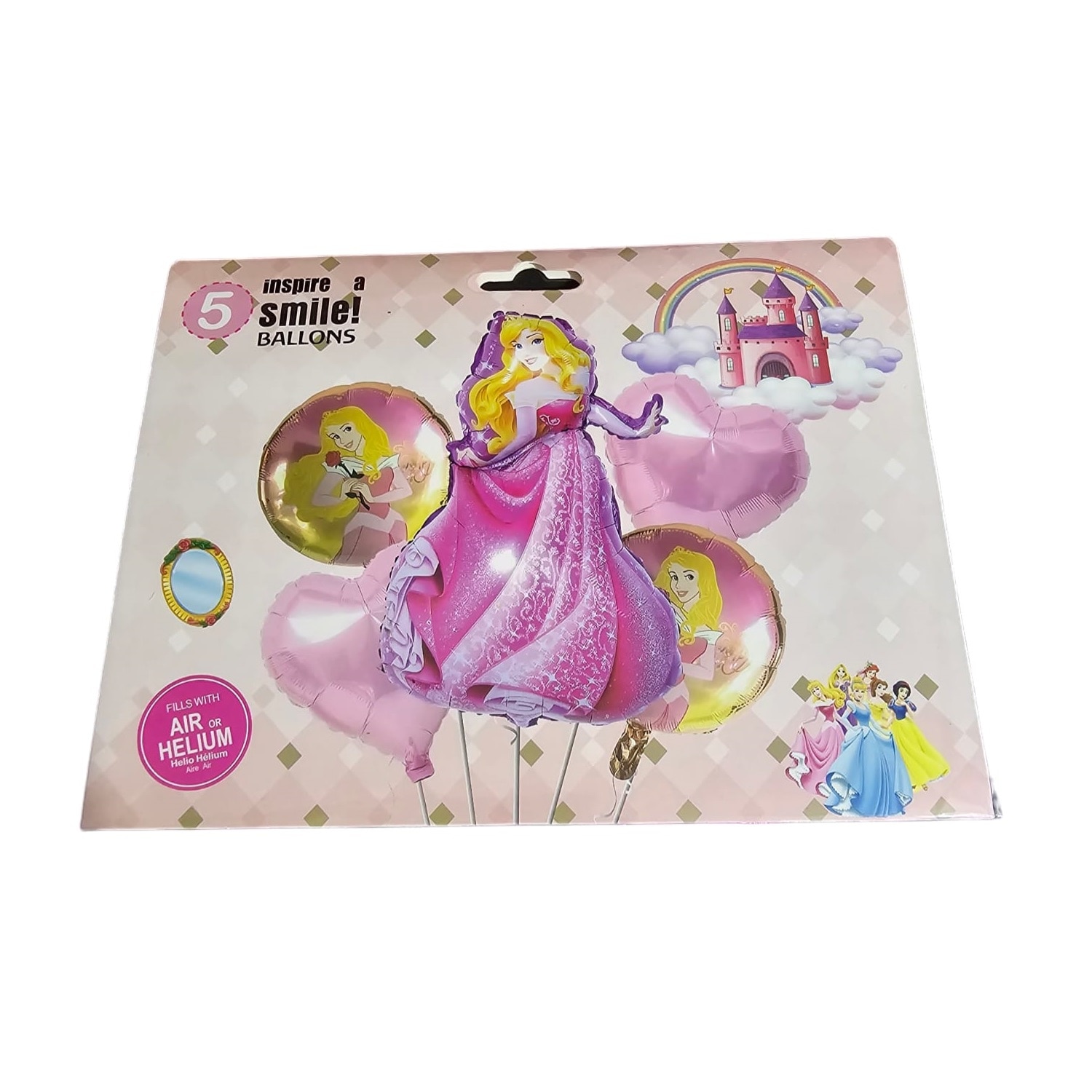 Set 5 baloane, Printesa adormita, Aurora, roz - eMAG.ro