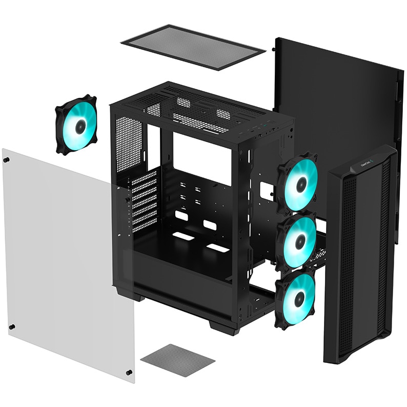 Carcasa DeepCool CC560 V2, Mid-Tower, fara sursa, ATX negru - eMAG.ro