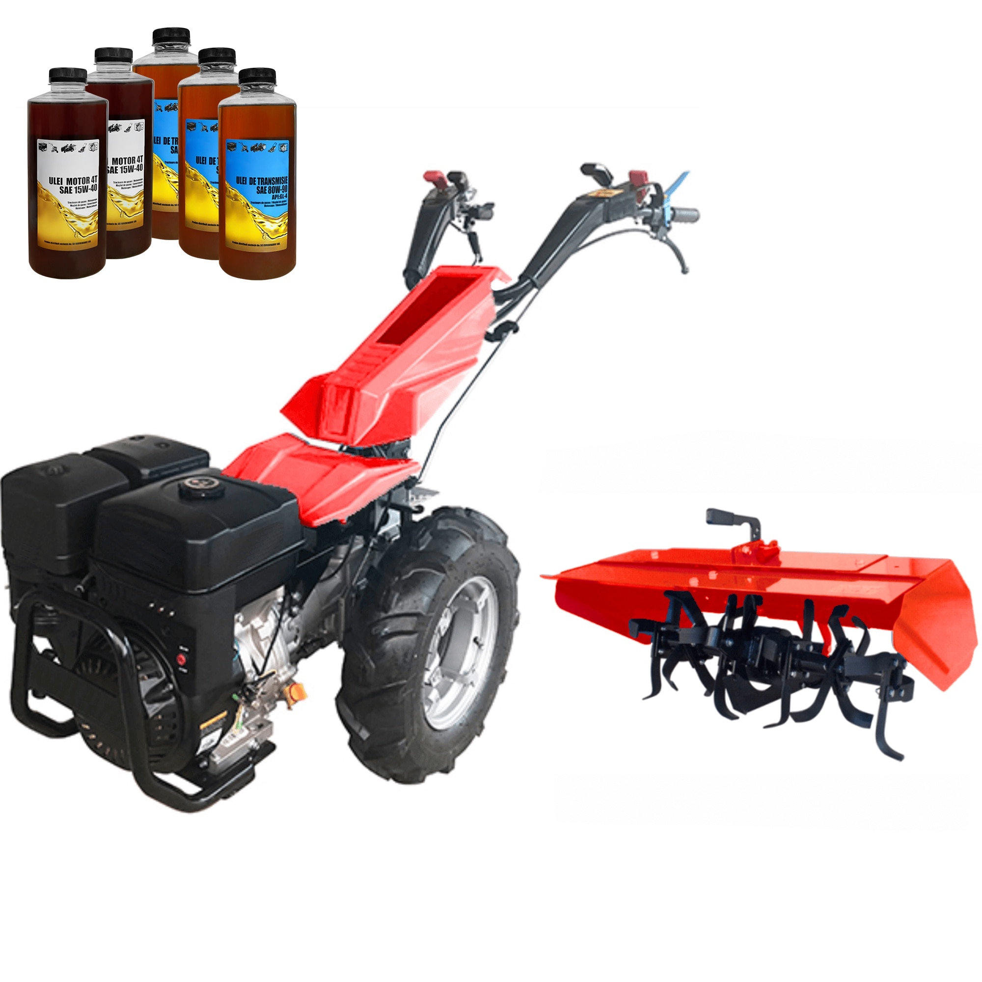 Motocultor Bisonte BTA-MF400, motor 15 CP, benzina, 3+3 viteze, roti 5.00-10, sistem cosire BTA ...