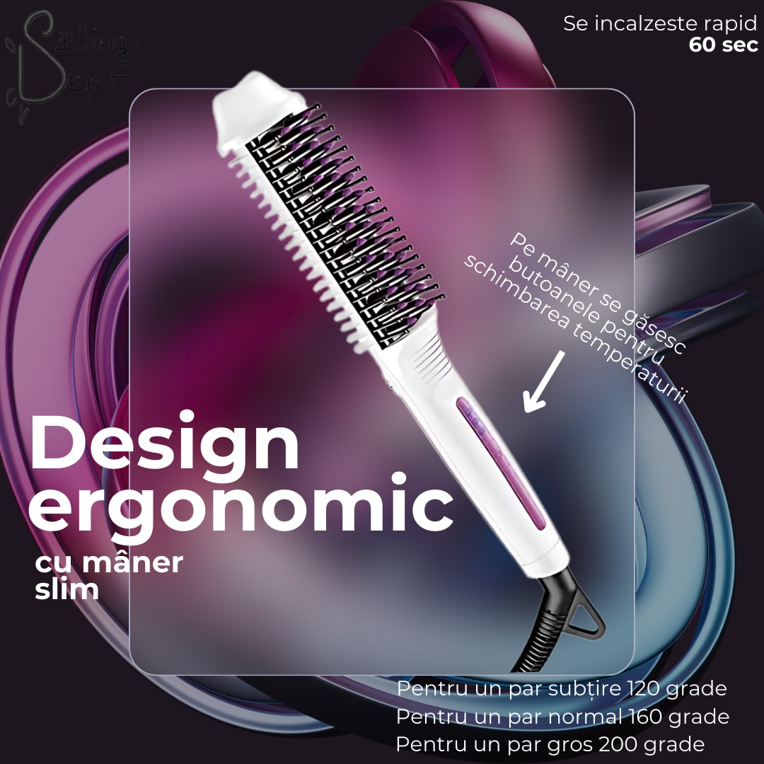 Perie de par electrica, pentru indreptat si ondulat, Selling Depot ...