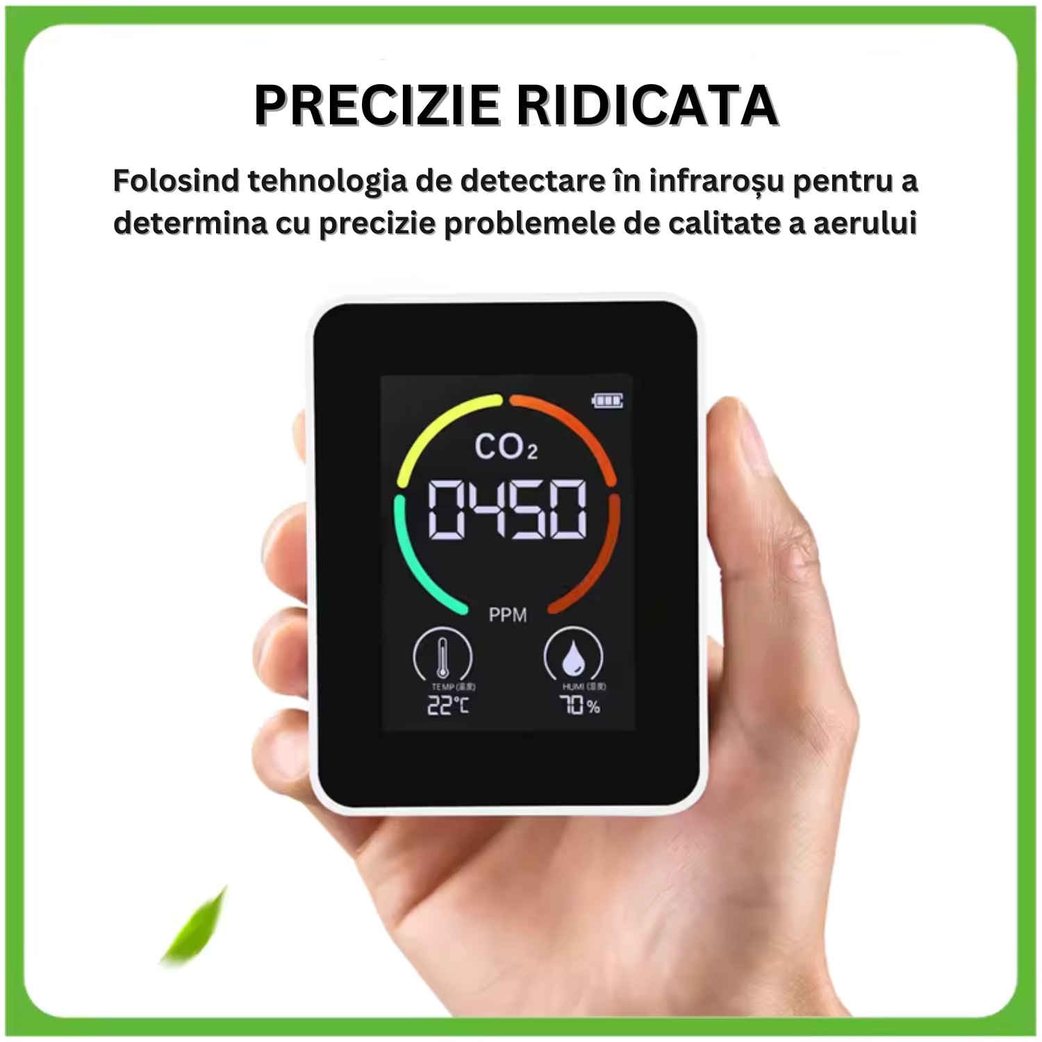 Detector gaz 3 in 1, masoara calitatea aerului/temperatura/umiditate ...