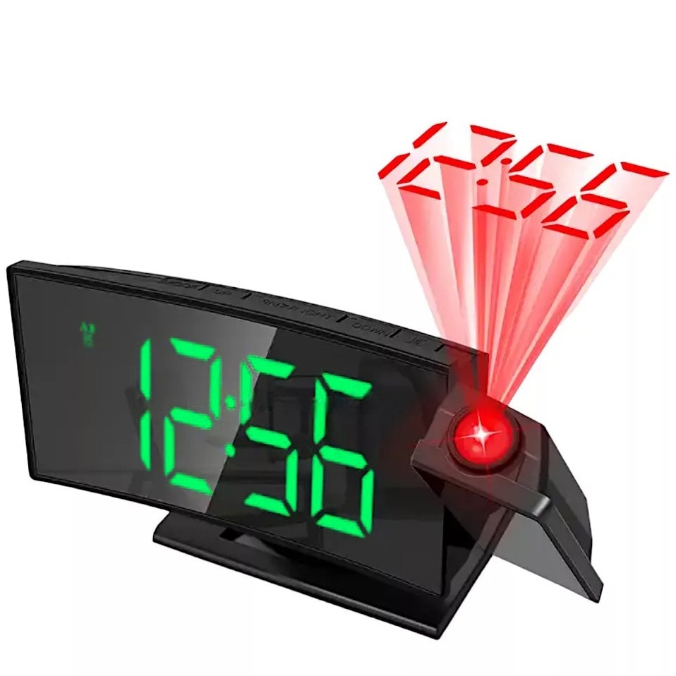 Ceas Digital Decorativ de Masa cu Afisaj Verde si Proiectie Rosie - eMAG.ro