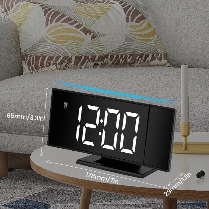 Ceas Digital Decorativ de Masa cu Afisaj Alb si Proiectie Rosie - eMAG.ro