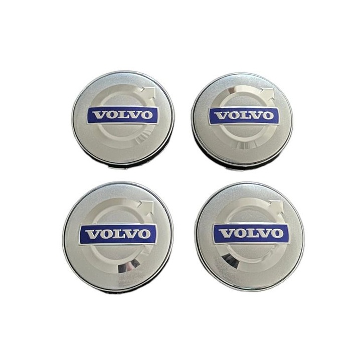 Set 4 capace roti 60mm Volvo argintii compatibil/inlocuitor janta aliaj ...