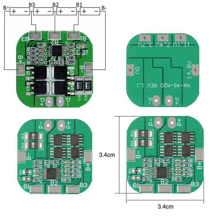 Set 2 module de incarcare BMS, 4S 20Ah, 16.8v cu Protectie Baterii Li ...
