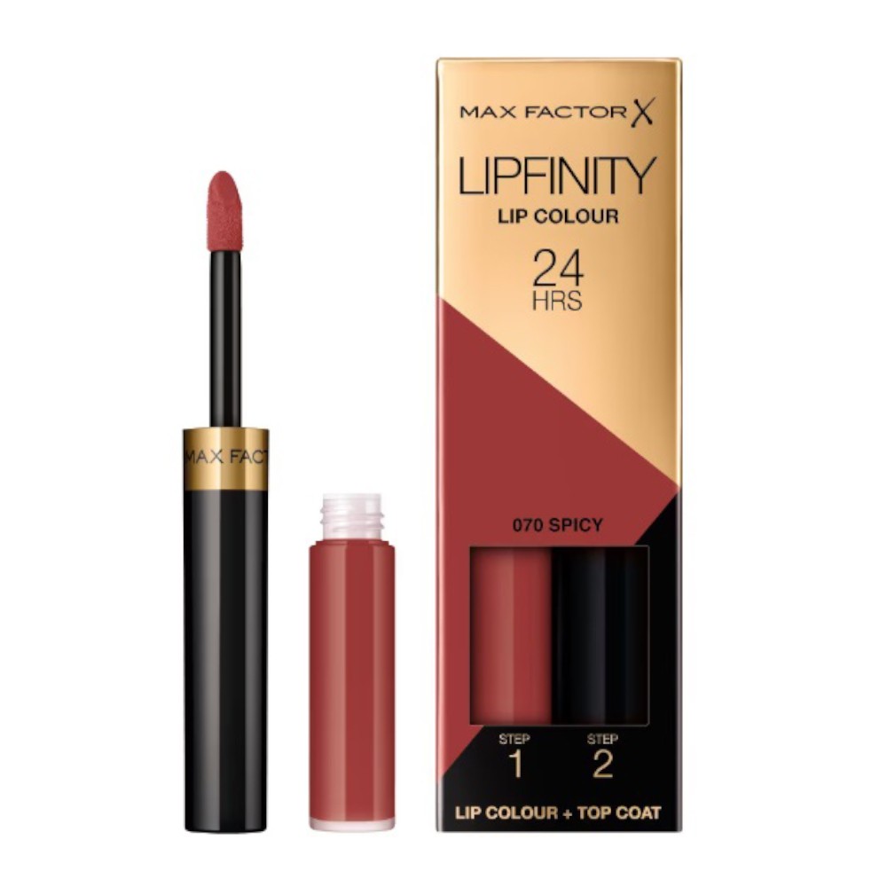Set 2 x Ruj Lichid Max Factor Lipfinity 24H, 070 Spicy, 4.2 g - eMAG.ro