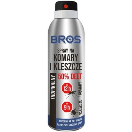 Spray insecticid Bros, 50% DEET, rezistent la apa si transpiratie, 90ml ...