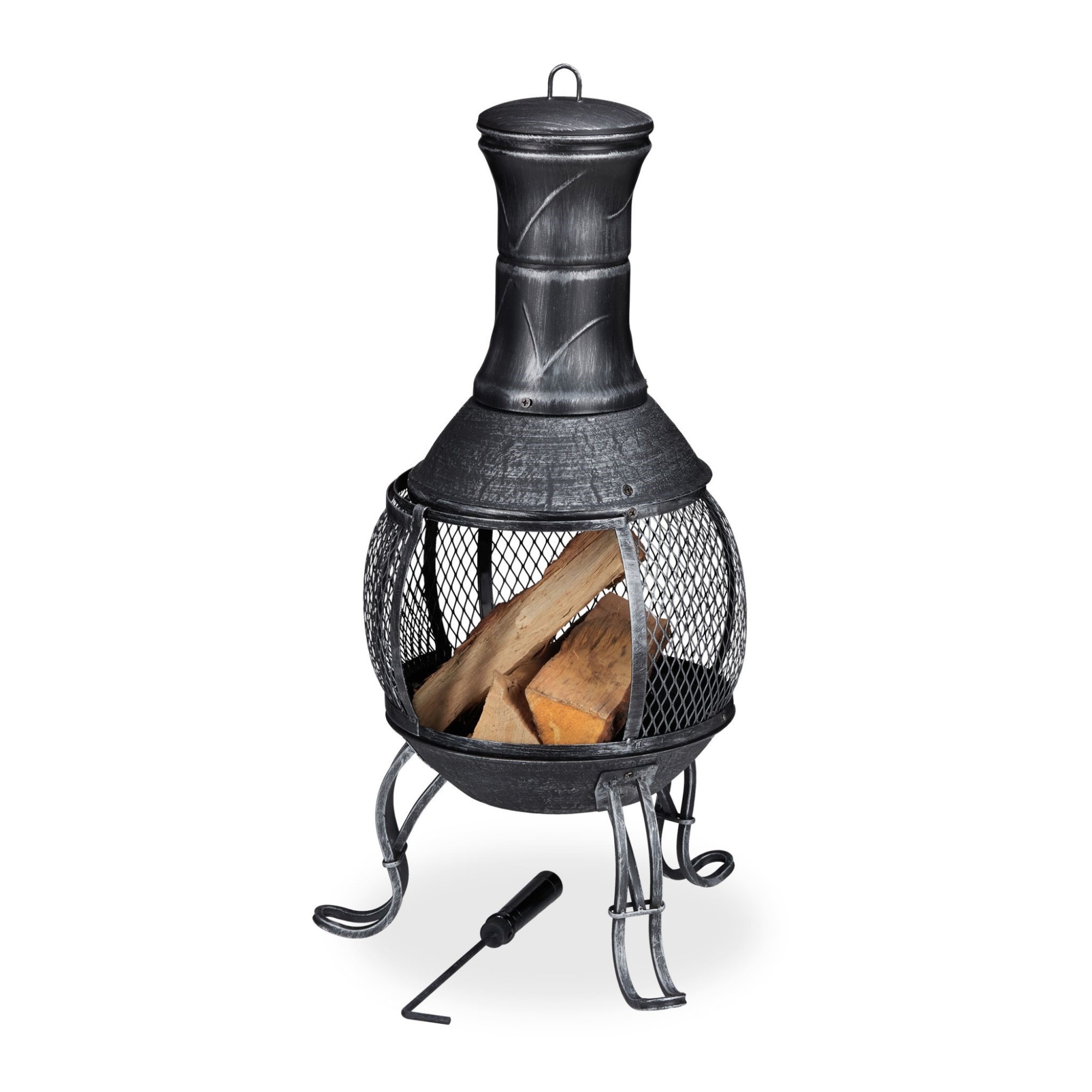 Vatra de foc cu vatrai, pentru gradina si terasa, design aztec, din ...