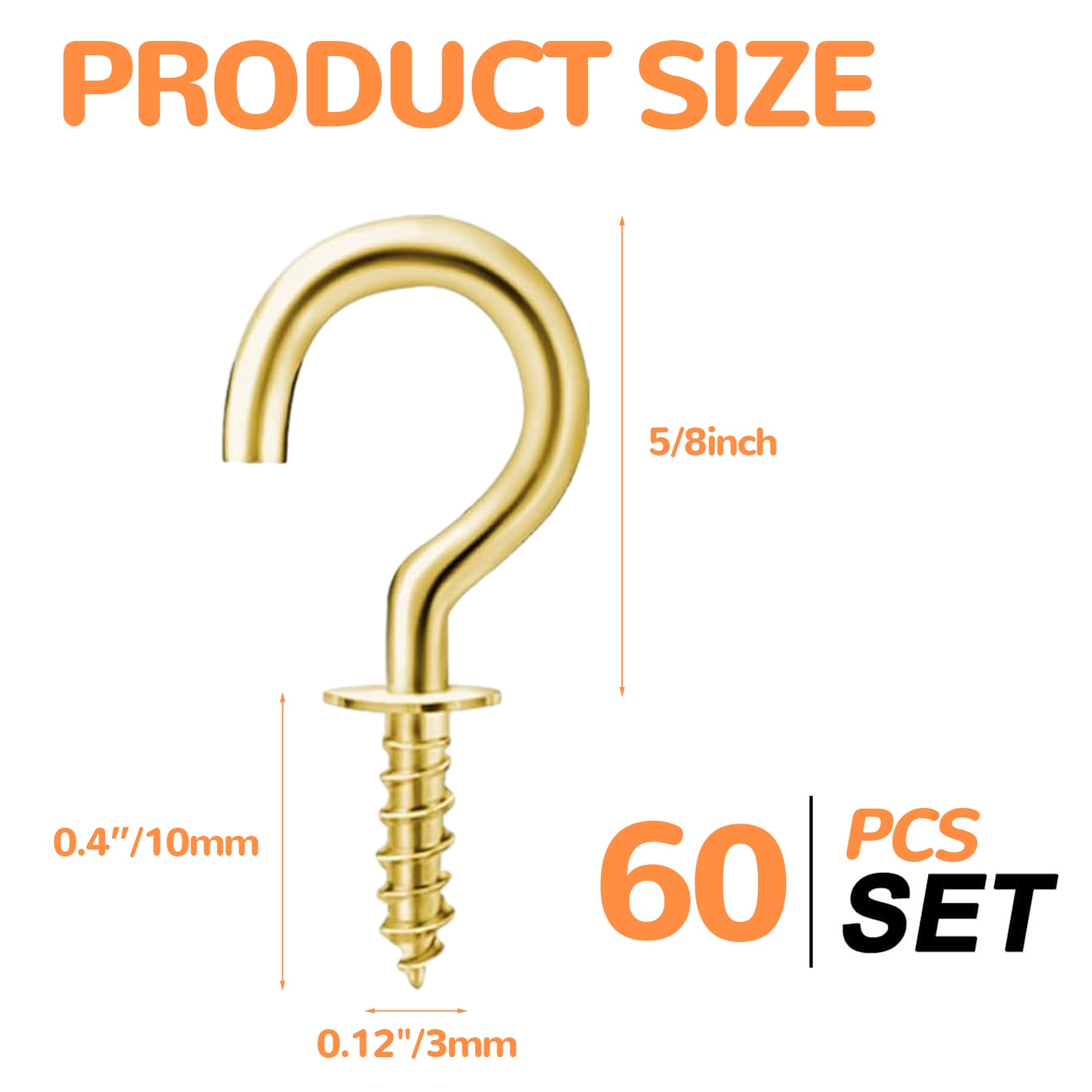 Set 60 carlige cu surub, 5/8 inch, metal, placate cu cupru, pentru ...