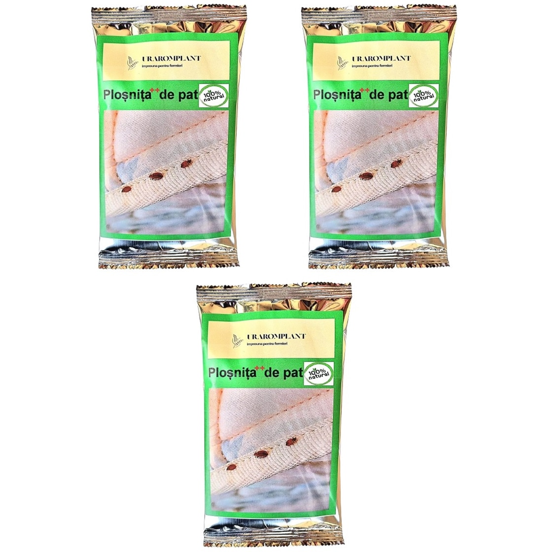 Insecticid, Plosnita de pat, Bio, natural, repelent, organic 100%, Plosnita++ de pat, 153g, 3 ...