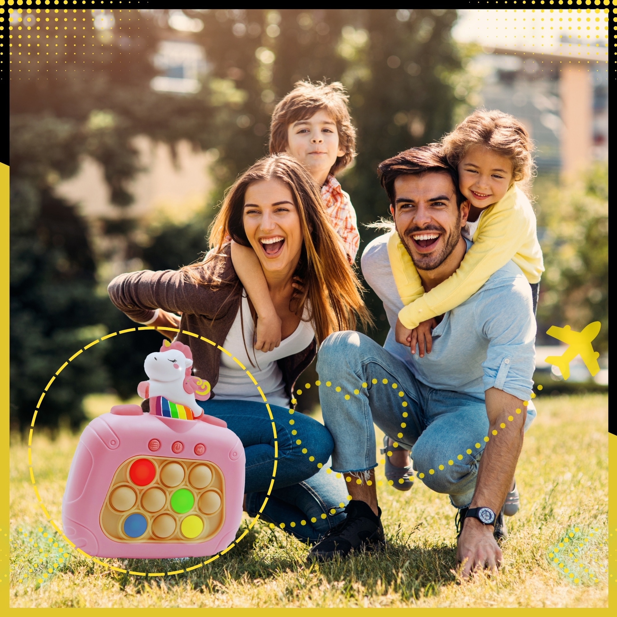 Joc interactiv Pop It Console GALAXIA® roz, anti-stres, cu sunete si ...