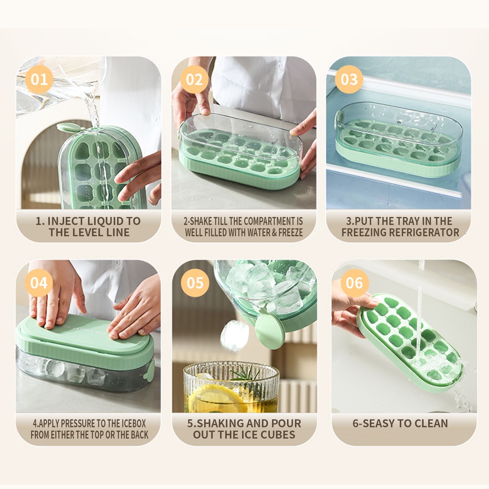 Forma cuburi de gheata, 18 compartimente, silicon alimentar, verde ...