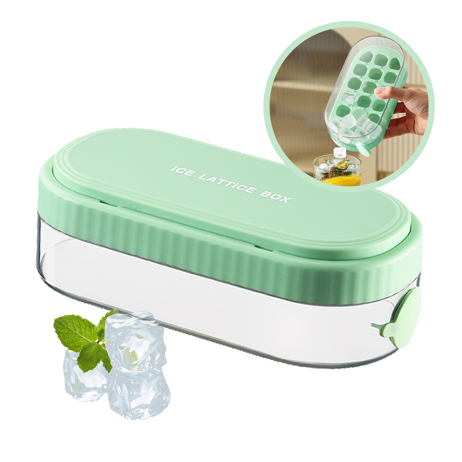 Forma cuburi de gheata, 18 compartimente, silicon alimentar, verde ...