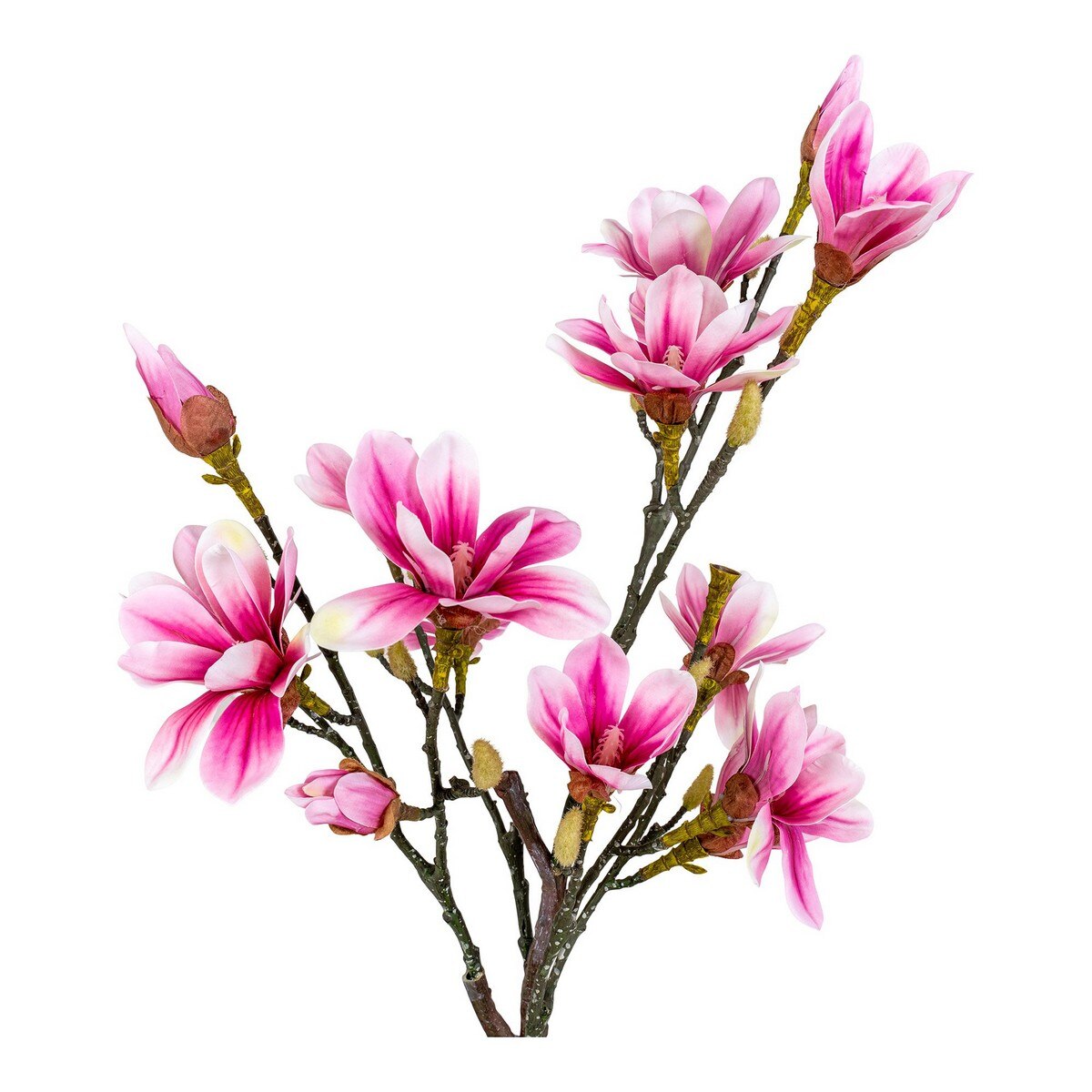 Planta Artificiala Magnolia, Polietilena, Verde, Roz, 30x40x74 cm ...