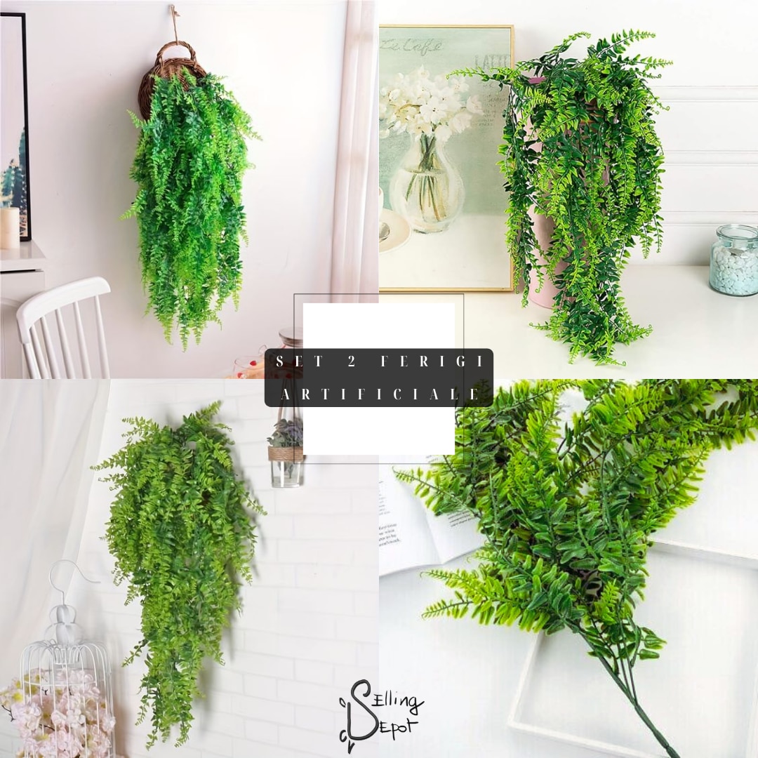 Set 2 ferigi artificiale, Selling Depot®, din Plastic, 70cm, Verde ...