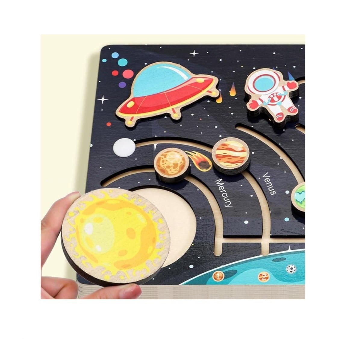 Sistemul solar, lemn, multicolor, 39 cm - eMAG.ro