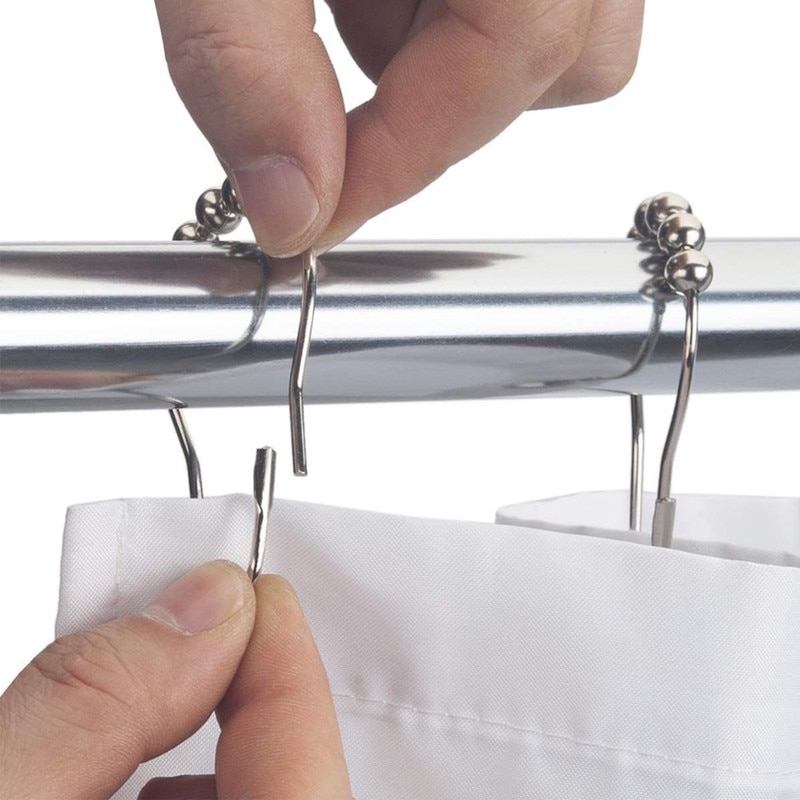 Set 12 inele pentru perdea de dus, antirugina, argintiu, 4.2x7.4cm - eMAG.ro