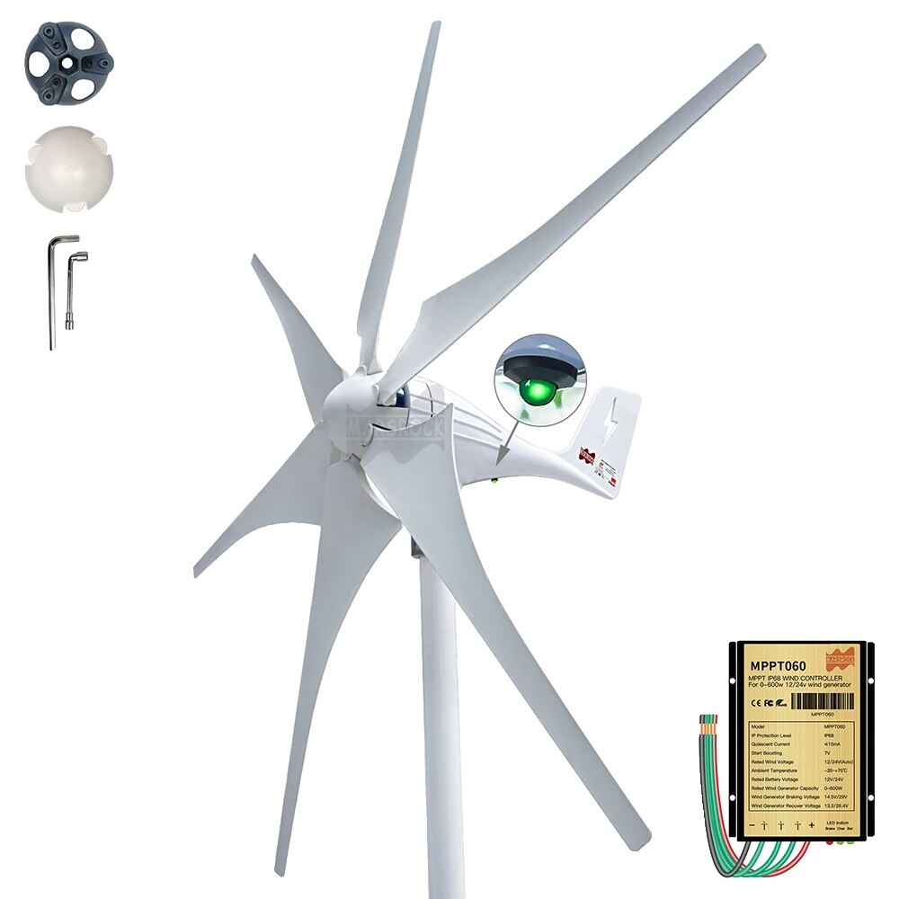 Turbina eoliana, 600W, 24V, 6 pale, alb - eMAG.ro