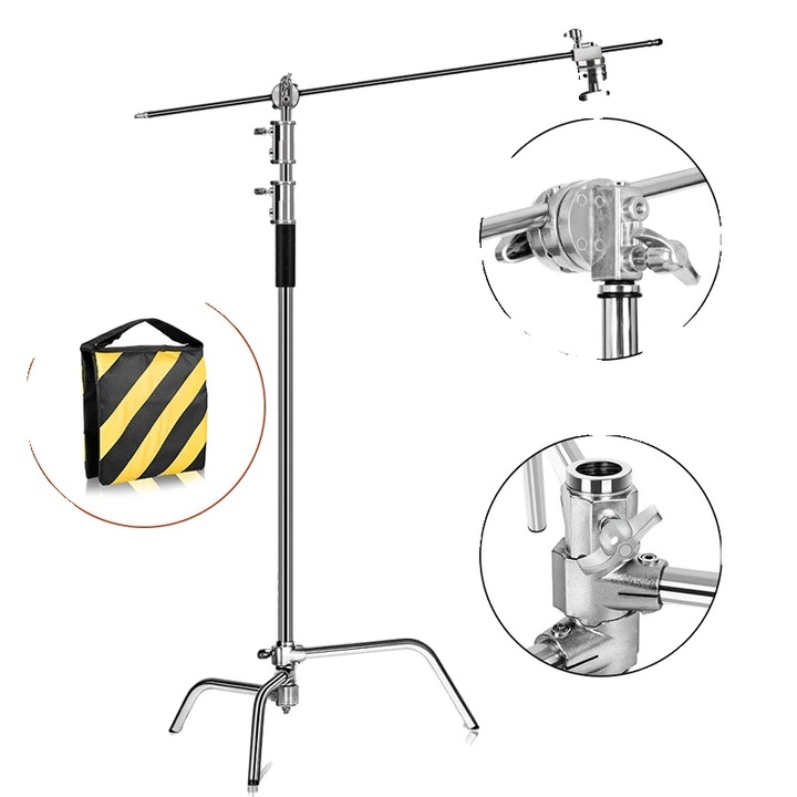 Stativ Foto cu Brat Articulat, Inox, Argintiu, 330cm - eMAG.ro
