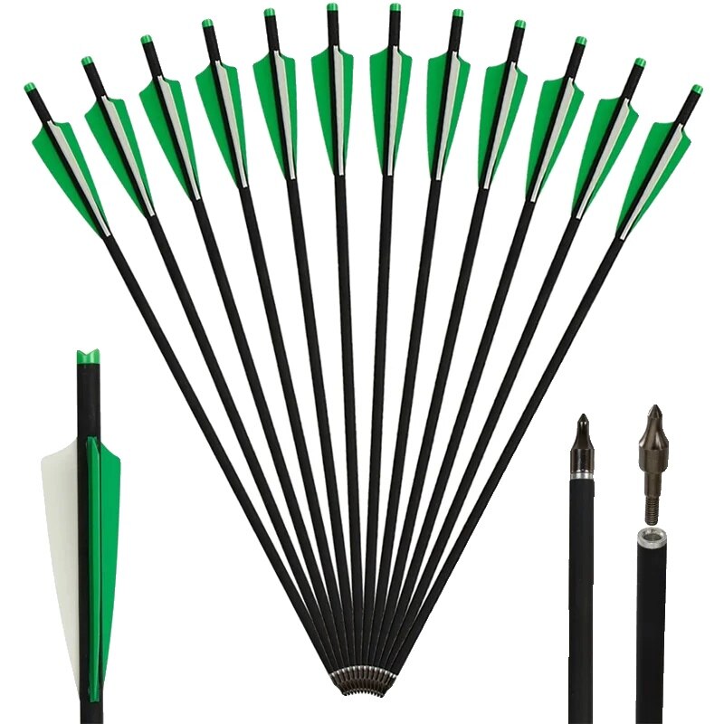 Sageti carbon pentru arbaleta, 20inch, 4 pene, set 24 bucati - eMAG.ro