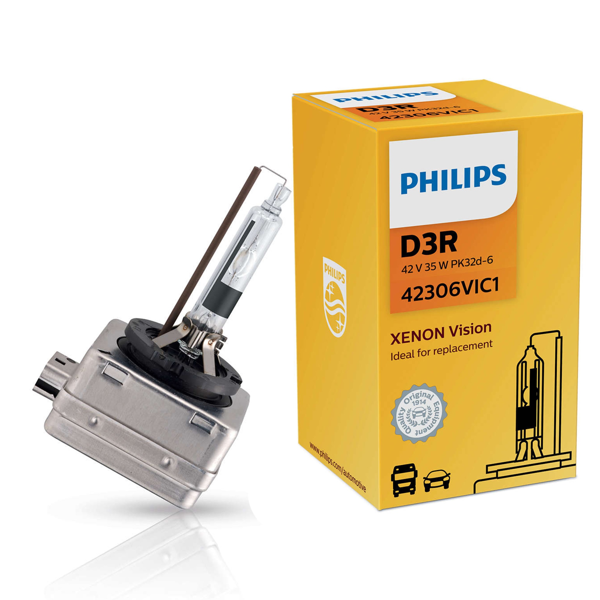 Bec auto Philips D3R Vision Xenon, rezistent la UV, 4000K, 35W, 42V ...
