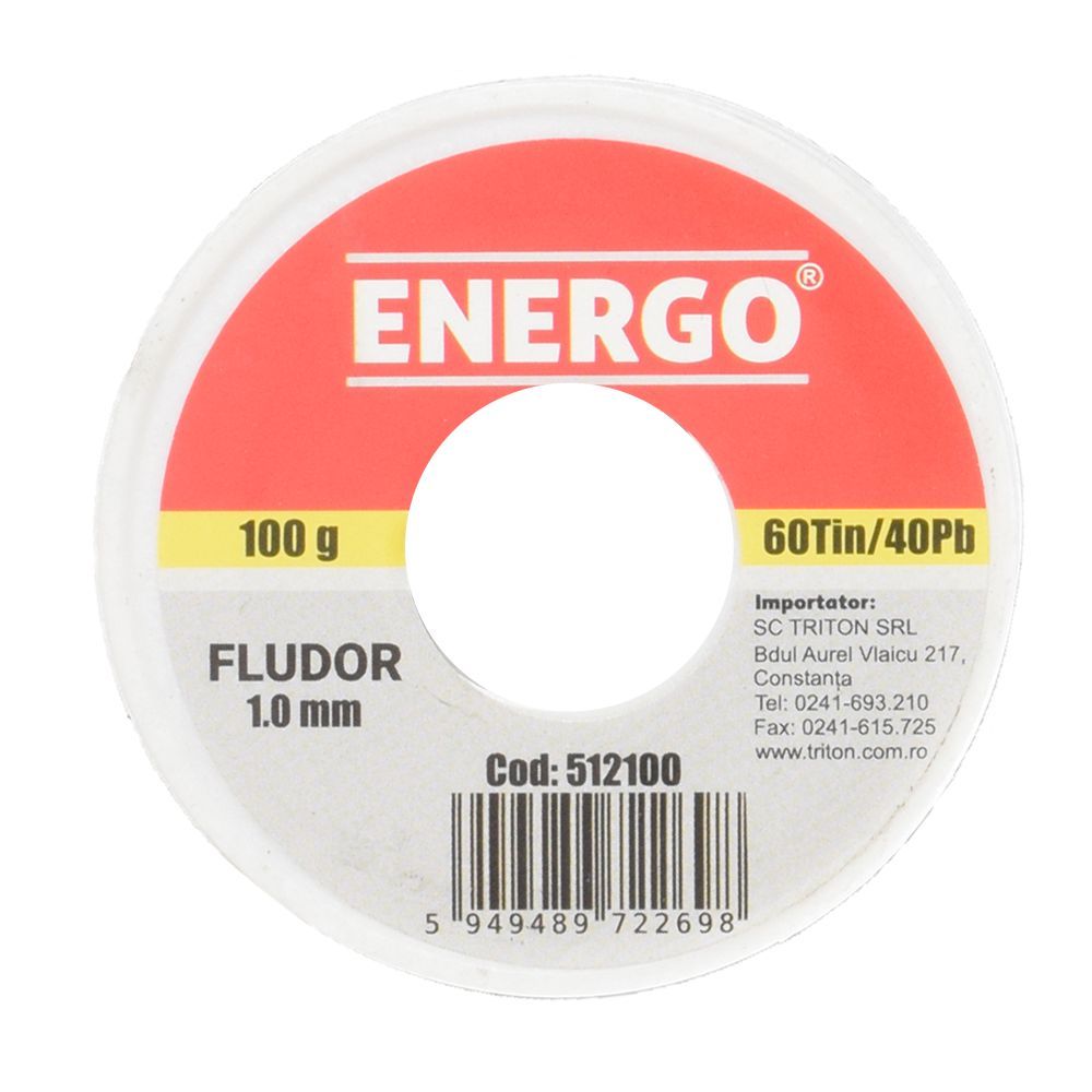 Fludor 1.0 mm, rola 100 gr, 60 Tin, 40 Pb Energo - eMAG.ro