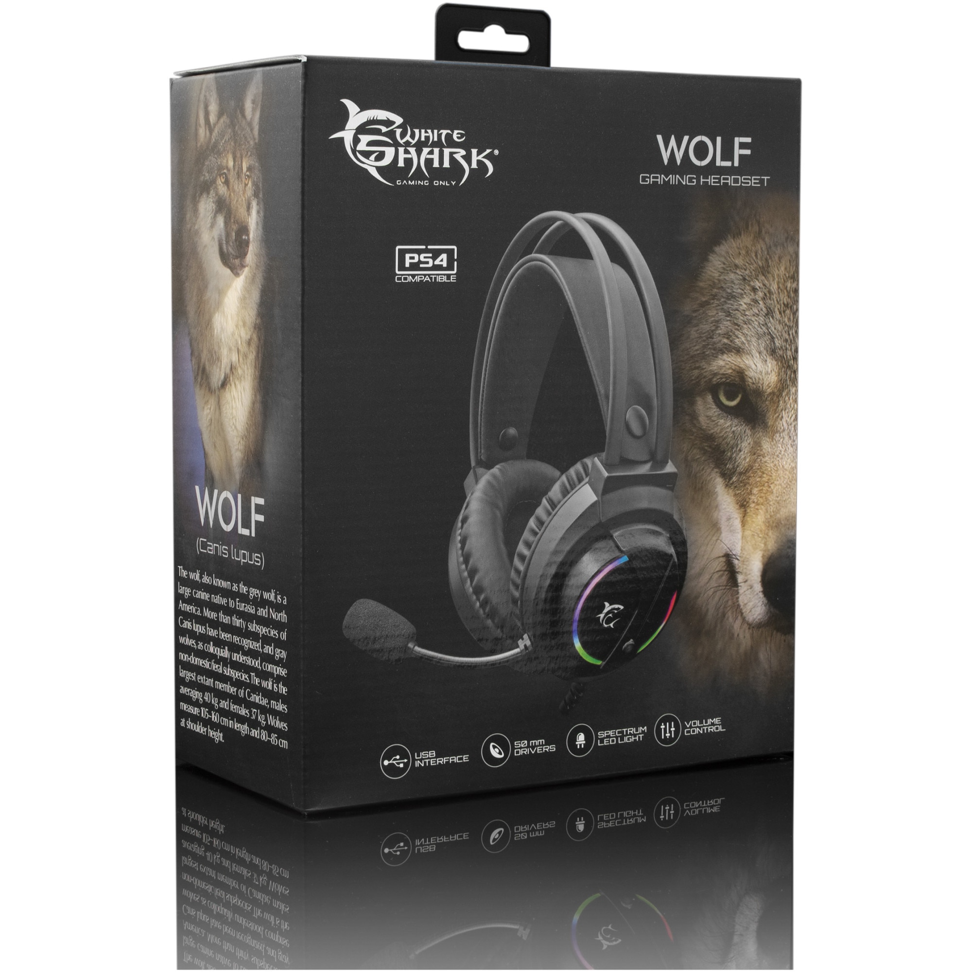 Casti Gaming White Shark WOLF Over-Ear, Stereo, 50mm Driver, Microfon ...