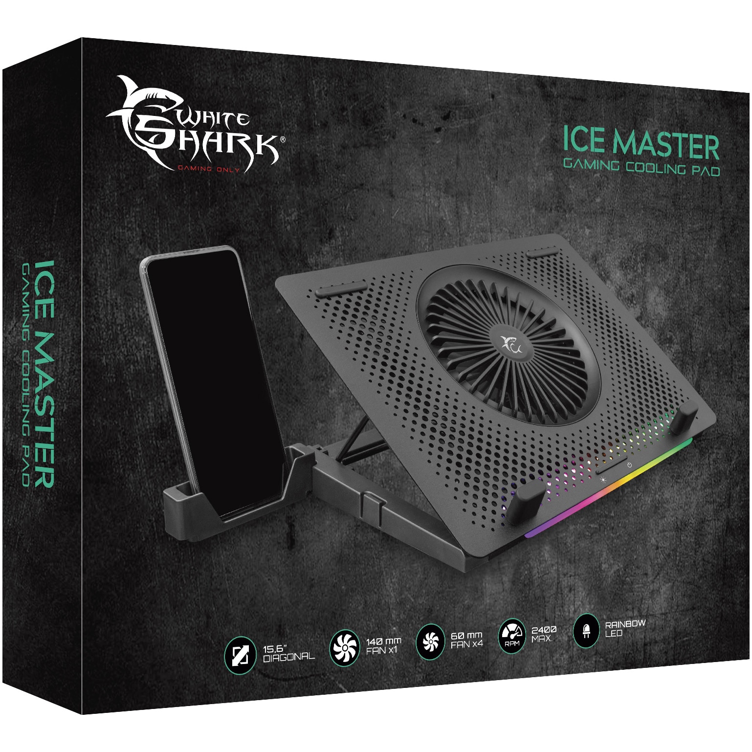 Охладител за лаптоп White Shark ICE MASTER, Макс. 15,6", Охлаждаща ...