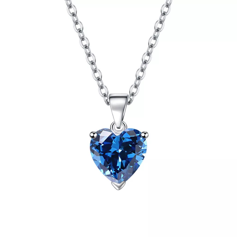 Set bijuterii, inima, argint 925, albastru - eMAG.ro