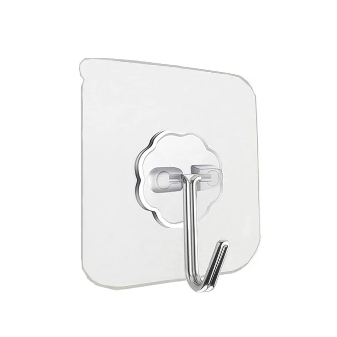 Set 15 carlige adezive transparente, fara perforare, rotire 180°, 6x6cm ...