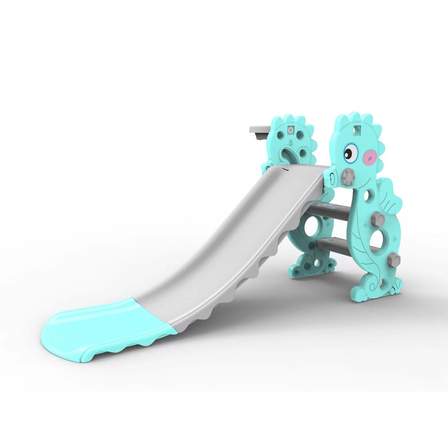 Tobogan copii, Plastic, Cu model, 120 cm, Alb/Albastru - eMAG.ro