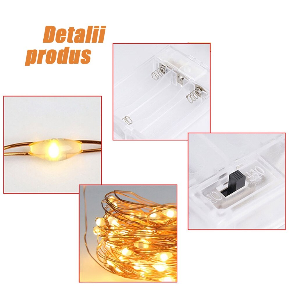 Ghirlanda luminoasa, lumina calda, 4m, 10 becuri LED, pentru gradina ...