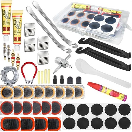 Set vulcanizare, JENUOS, pentru roti bicicleta, 57 piese, multicolor ...