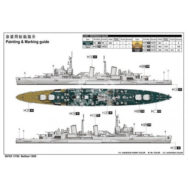 Macheta navala, HMS Belfast 1959, scara 1/700, set de asamblat - eMAG.ro